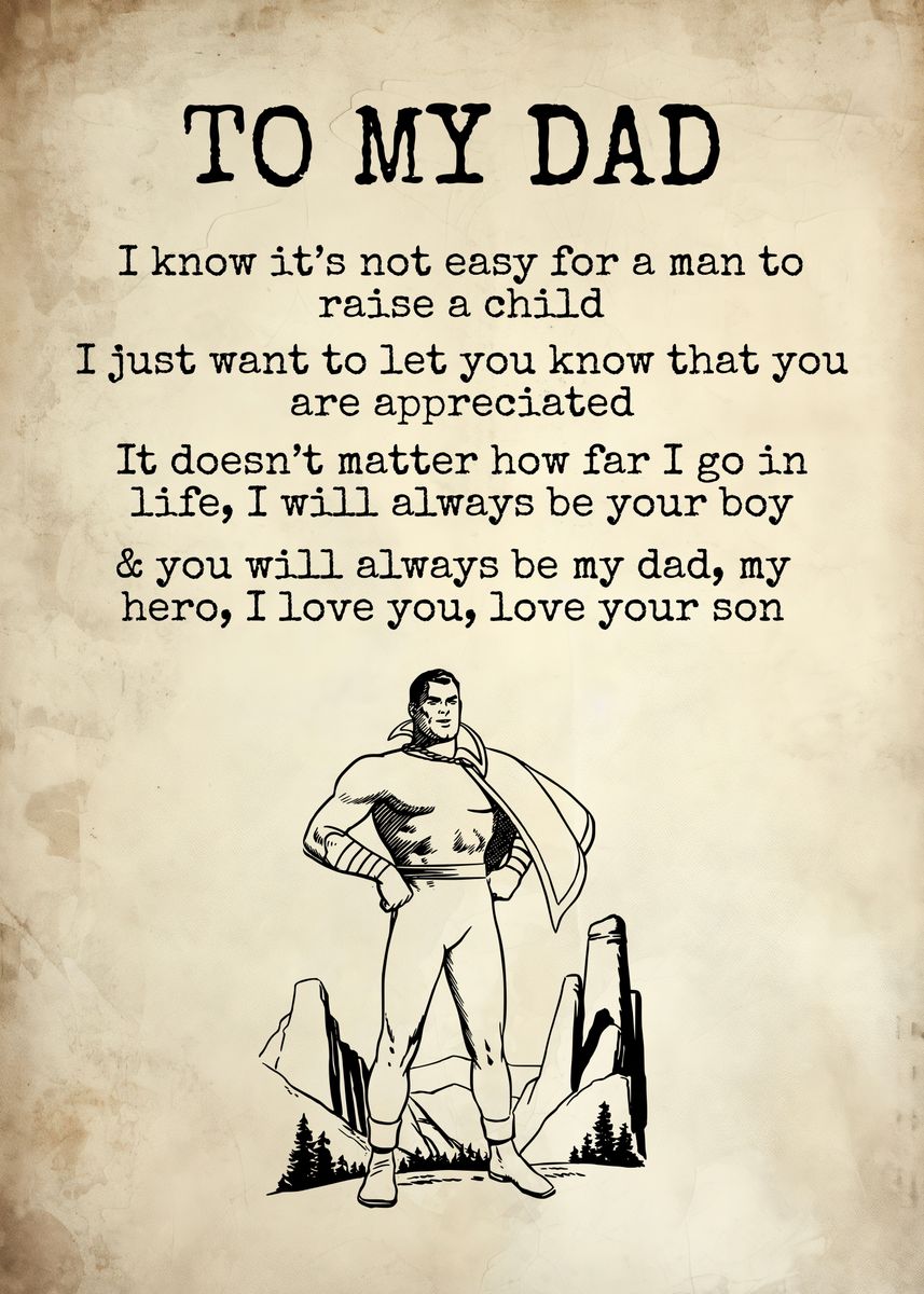 'To my dad poster gift' Poster, picture, metal print, paint by Kerry ...