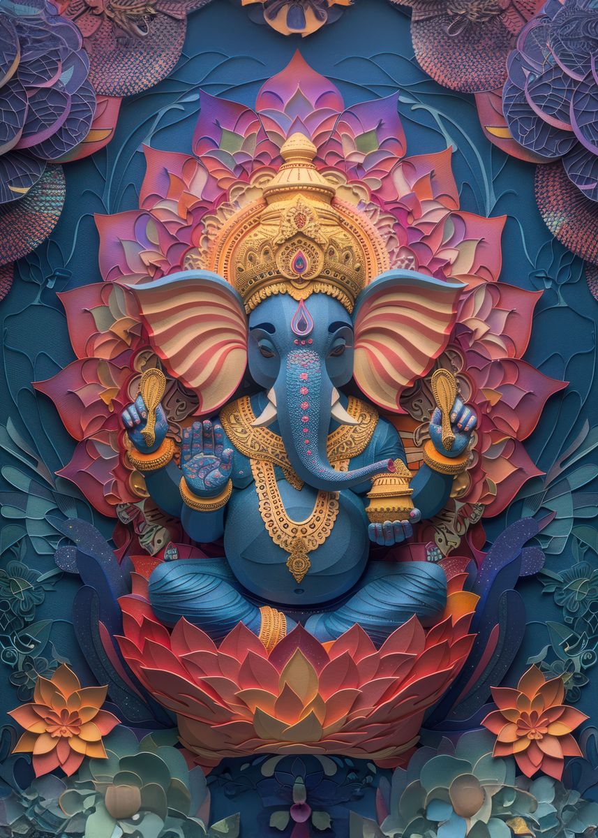 'Ganesha Paper Art' Poster, picture, metal print, paint by Nathapol ...