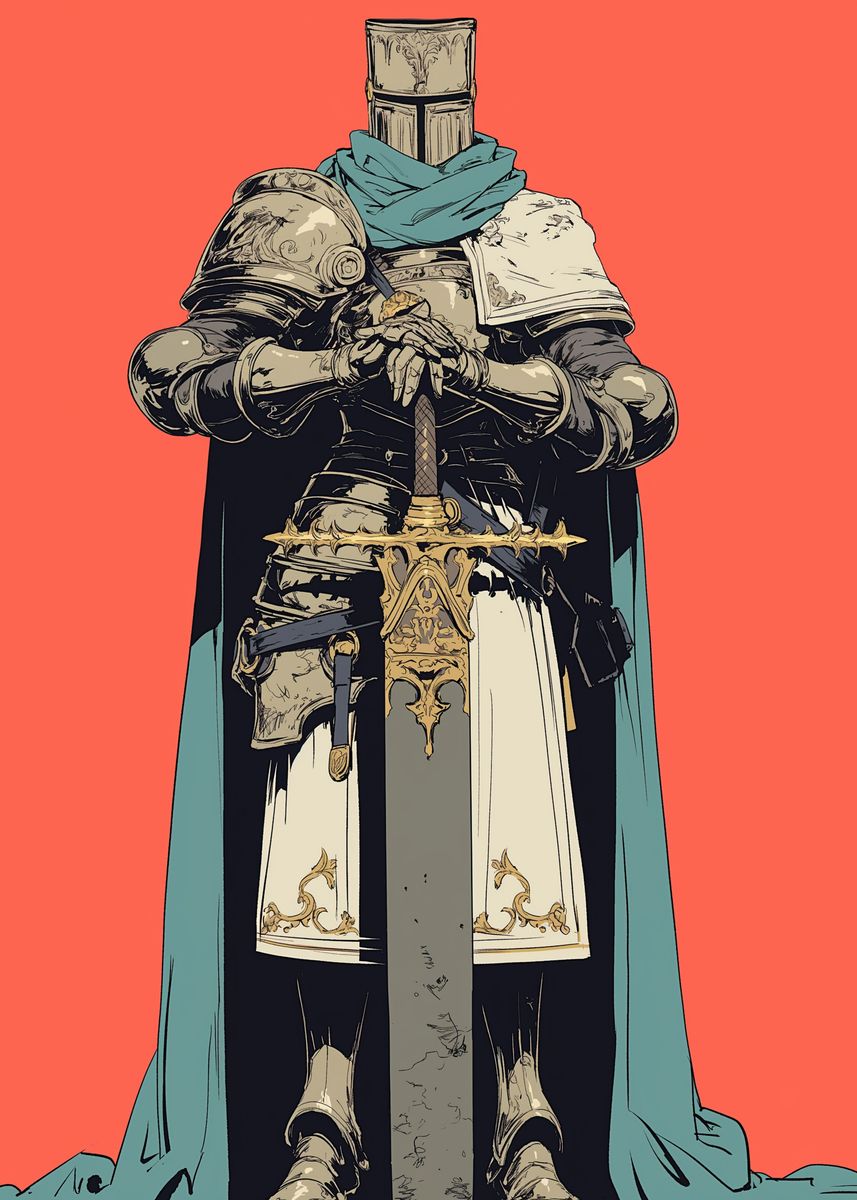 'Knight' Poster, picture, metal print, paint by Tomorrow Artz | Displate