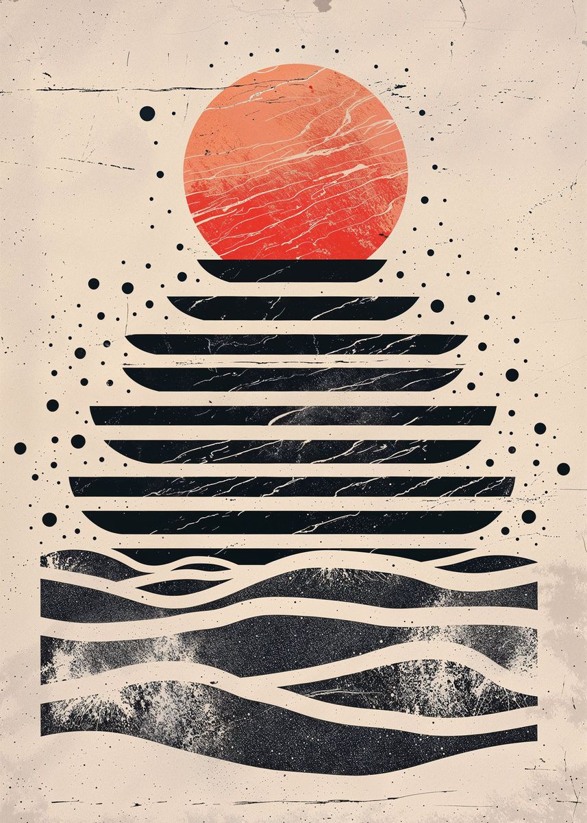 'Sunset Strata' Poster, picture, metal print, paint by Katsu | Displate