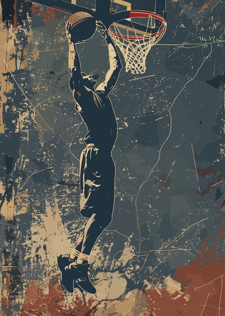 'Basketball Dunk Sport Art ' Poster, picture, metal print, paint by ...