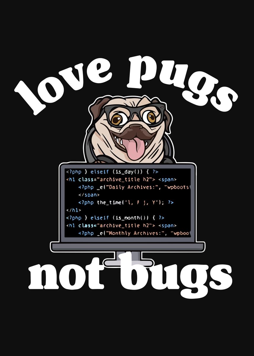 'Programmer love dog' Poster, picture, metal print, paint by Bee Guts ...