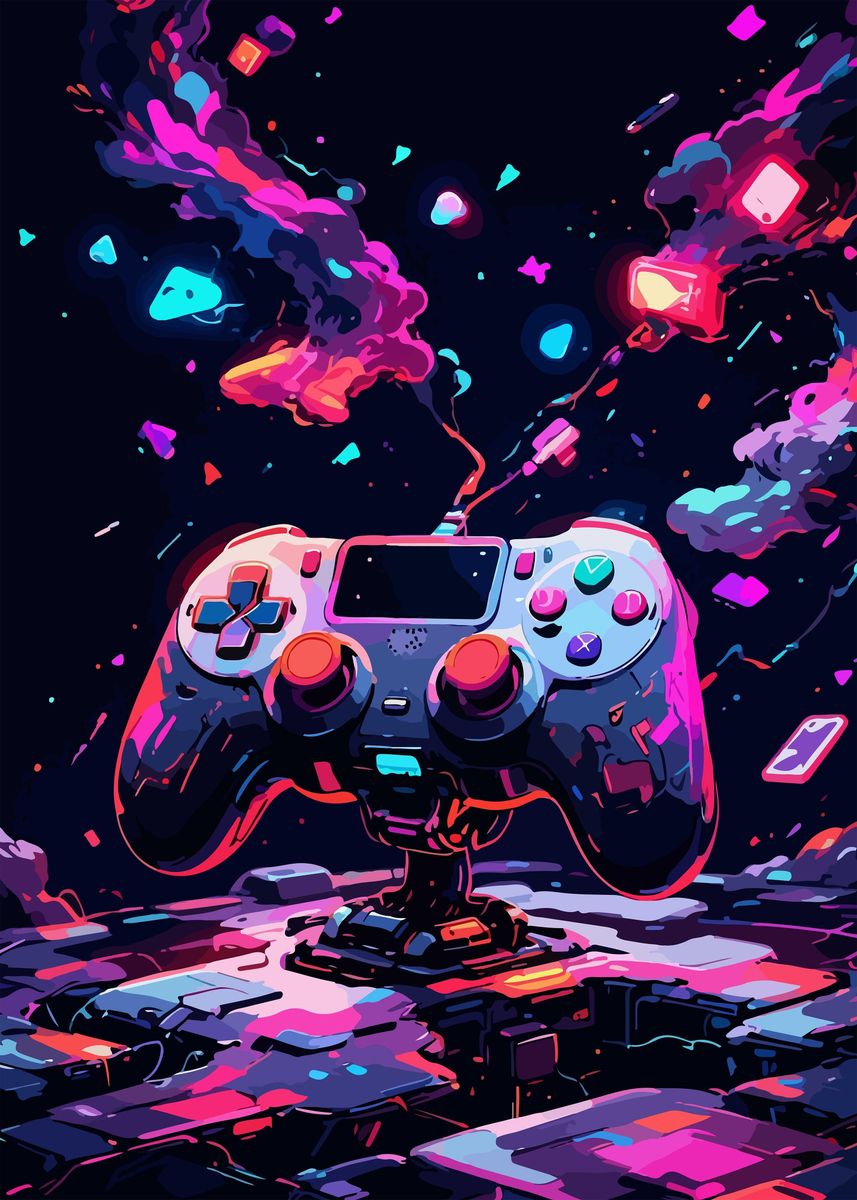 'game controller' Poster, picture, metal print, paint by sam the cat ...