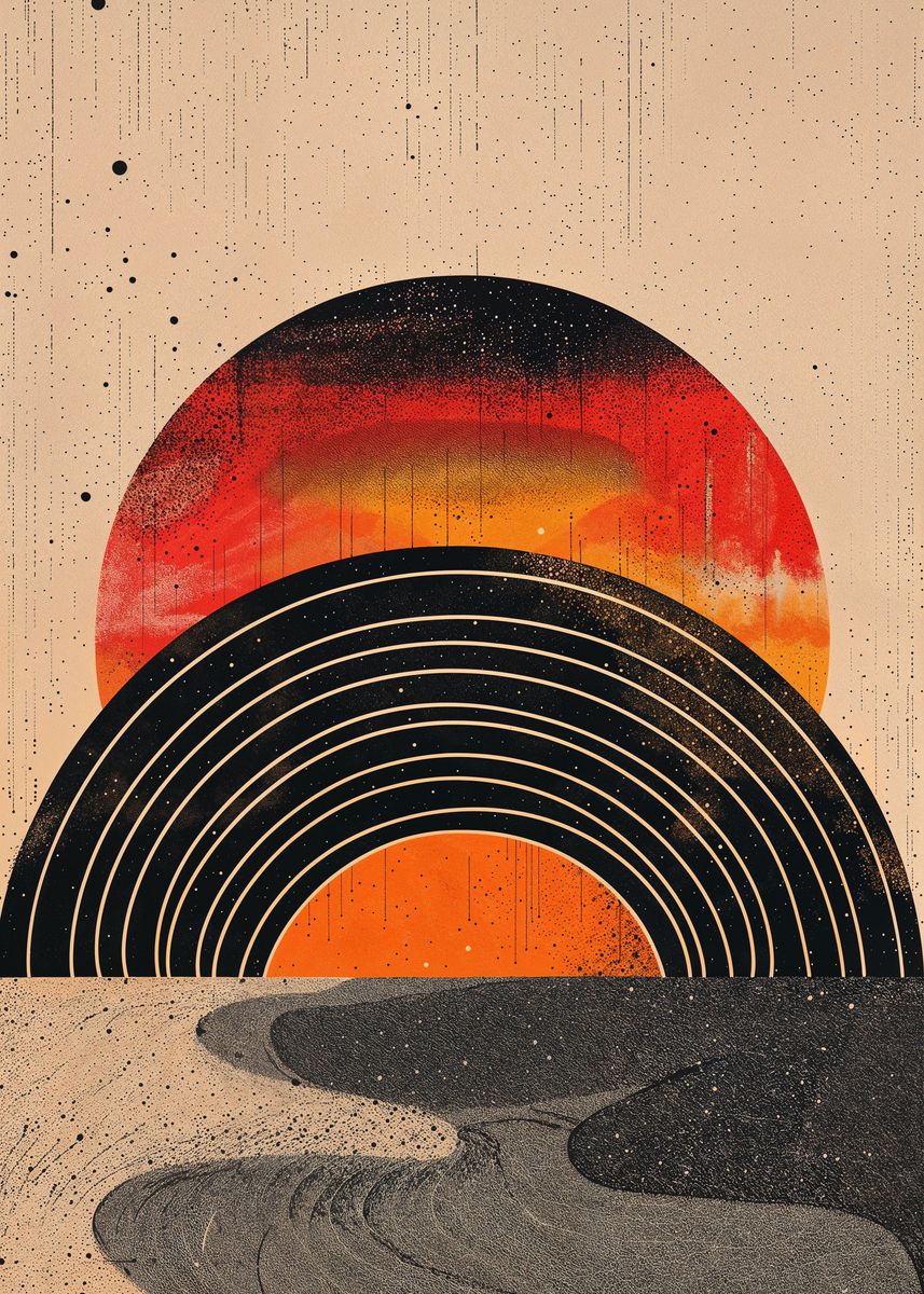 'Radiant Dunes' Poster, picture, metal print, paint by Katsu | Displate