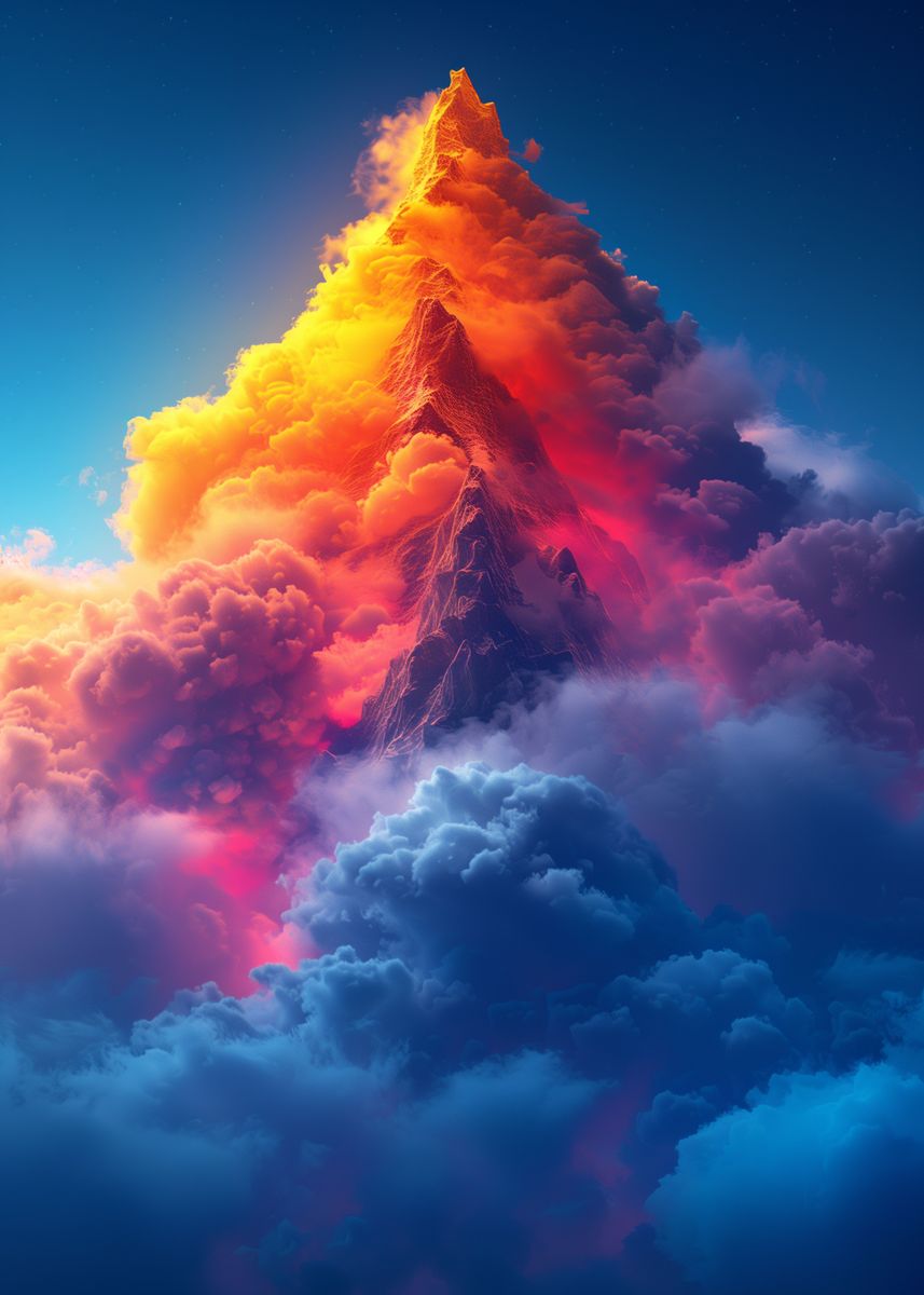 'Colorful Mountain Clouds' Poster, picture, metal print, paint by ...