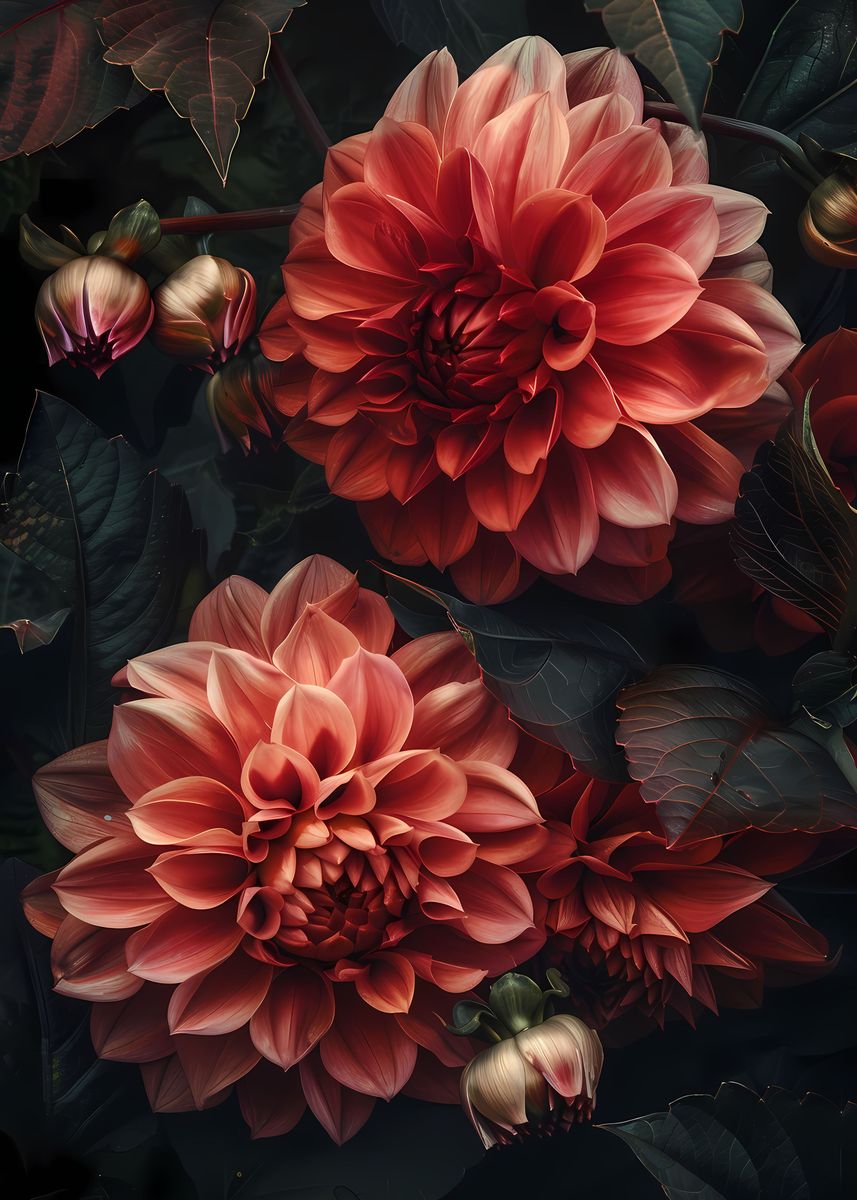 'Realistic Dahlia' Poster, picture, metal print, paint by LifeArtDesign ...