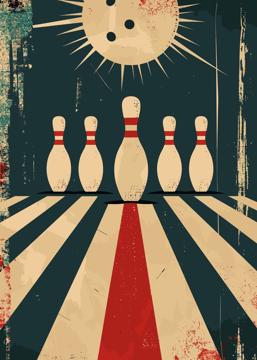 'Retro Bowling Illustration' Poster, picture, metal print, paint by ...