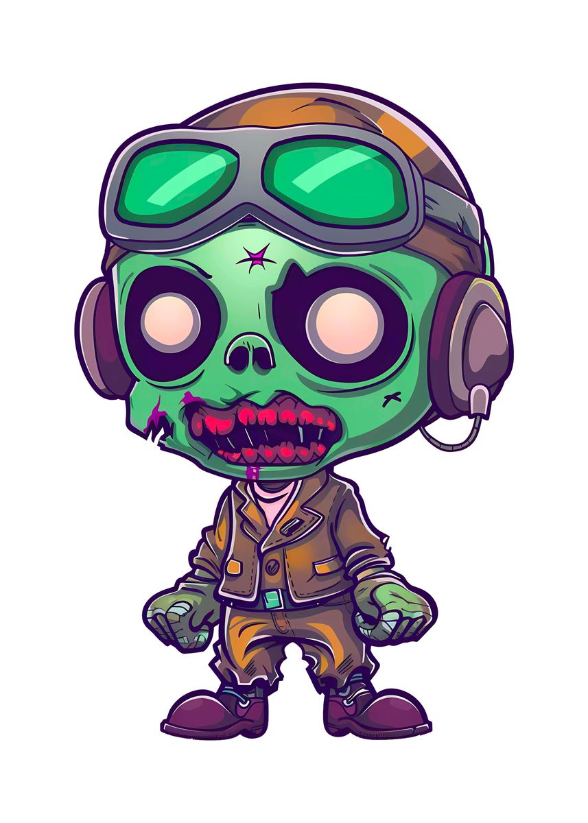'Pilot Zombie' Poster, picture, metal print, paint by Henning Seifert ...