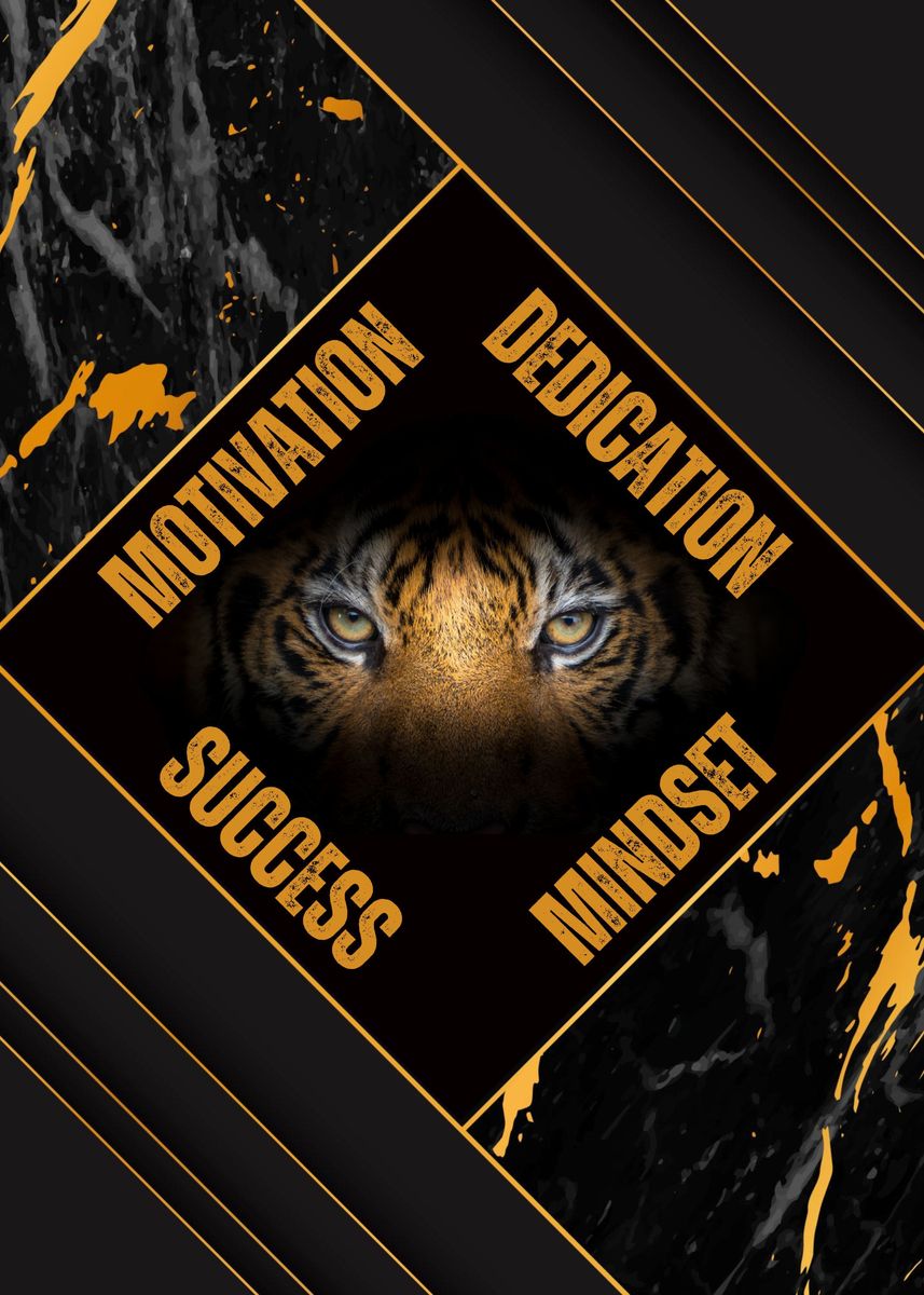 'Motivational Square Tiger' Poster, picture, metal print, paint by ...