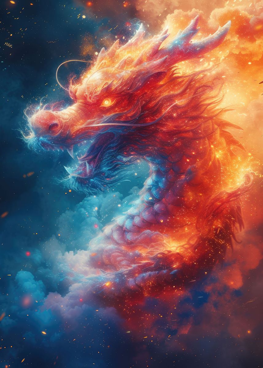 'Mystical Chinese Dragon' Poster, picture, metal print, paint by ...