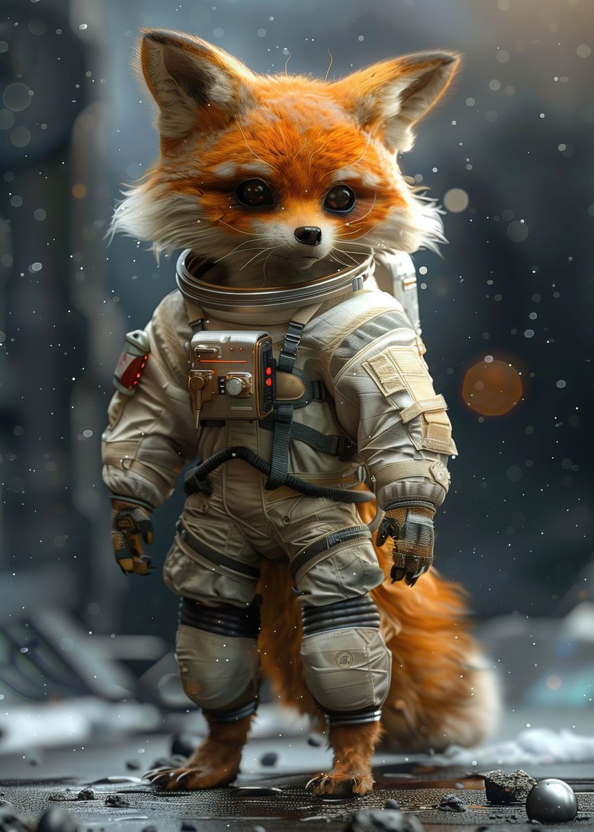 'Cute Fox in Spacesuit' Poster, picture, metal print, paint by ...