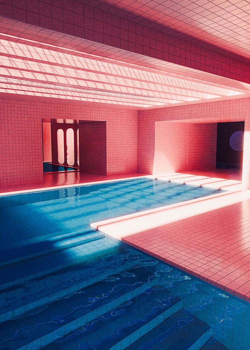'Pink Poolroom 1' Poster, picture, metal print, paint by Ryan Onions ...