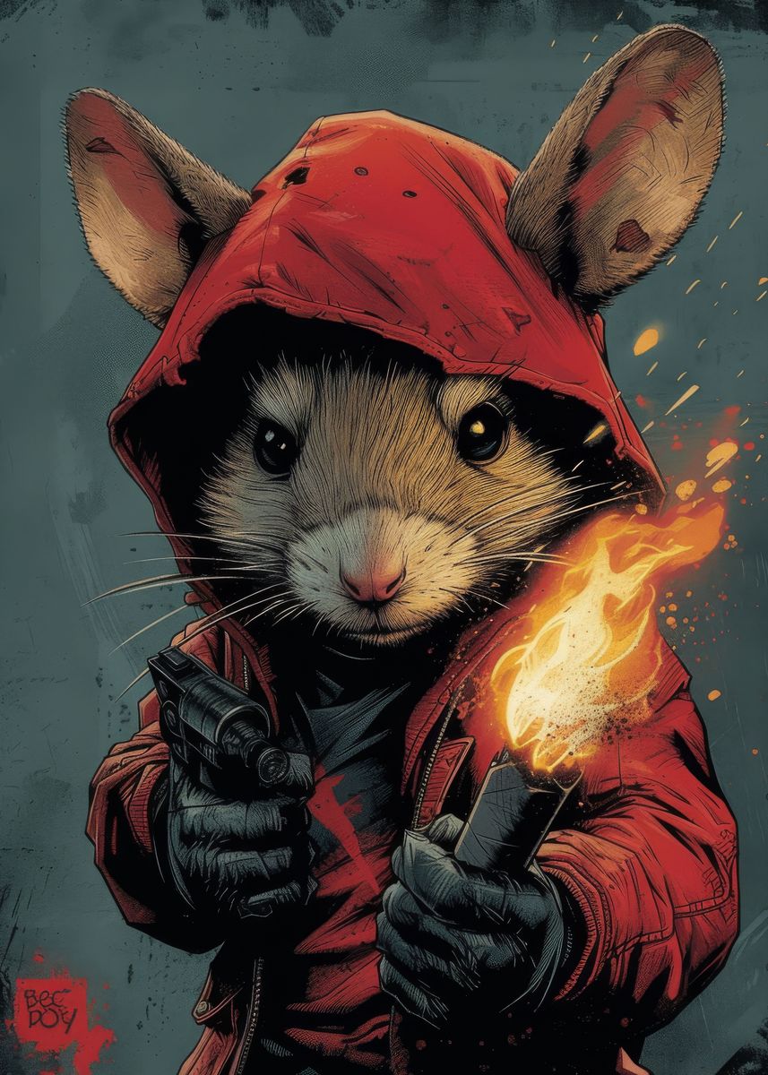 'Mr Rat' Poster, picture, metal print, paint by Graphics GC | Displate