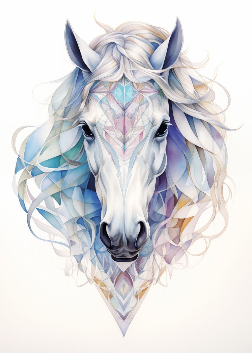 'Horse Geometry' Poster, picture, metal print, paint by Boot Hill ...
