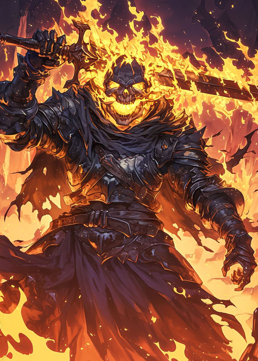 'Fire Skeleton' Poster, picture, metal print, paint by Karolina ...