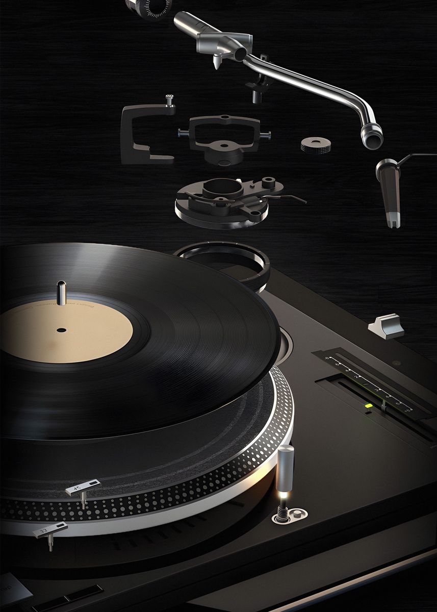 'Vinyl Turntable Dissection' Poster, picture, metal print, paint by ...