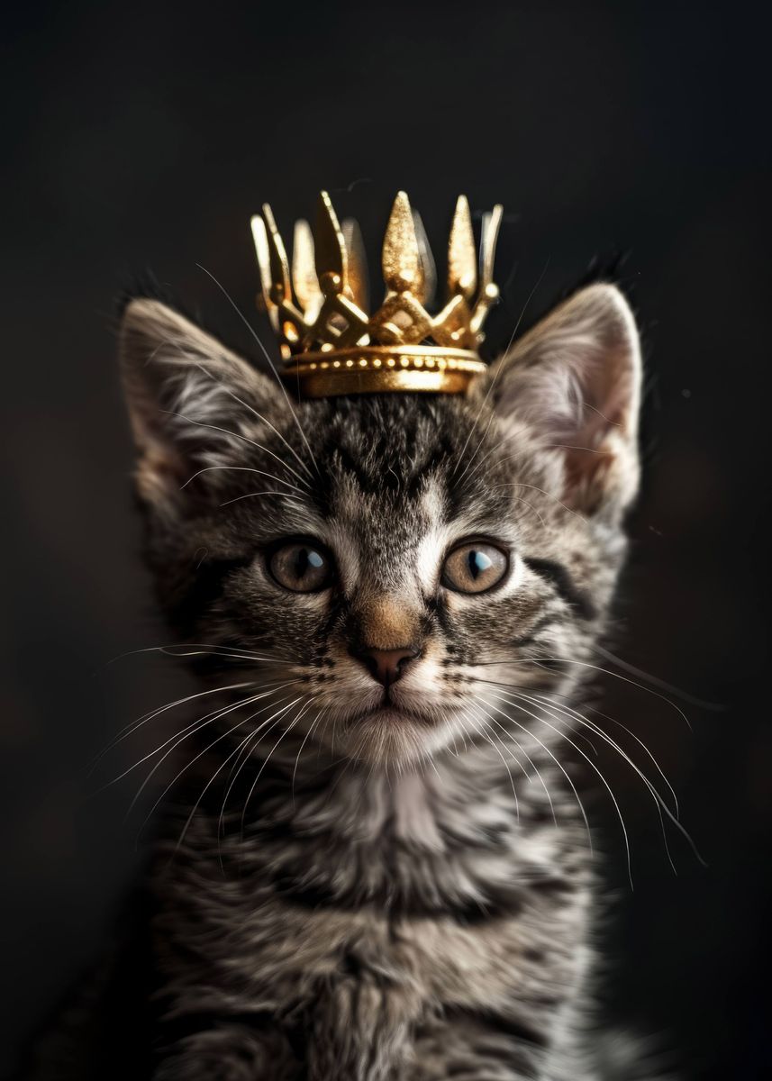 'Kitten Cat Cute King' Poster, picture, metal print, paint by Morgan ...