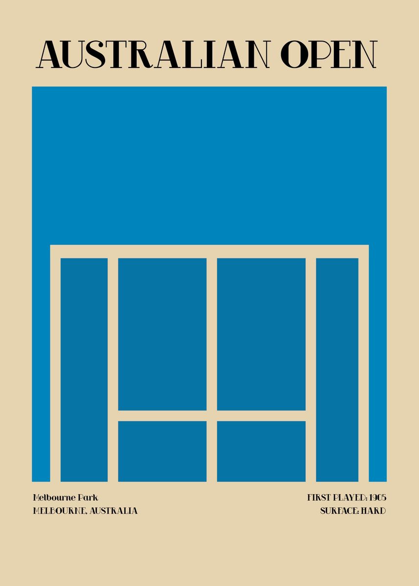 'Australian open' Poster, picture, metal print, paint by UNIKORN | Displate