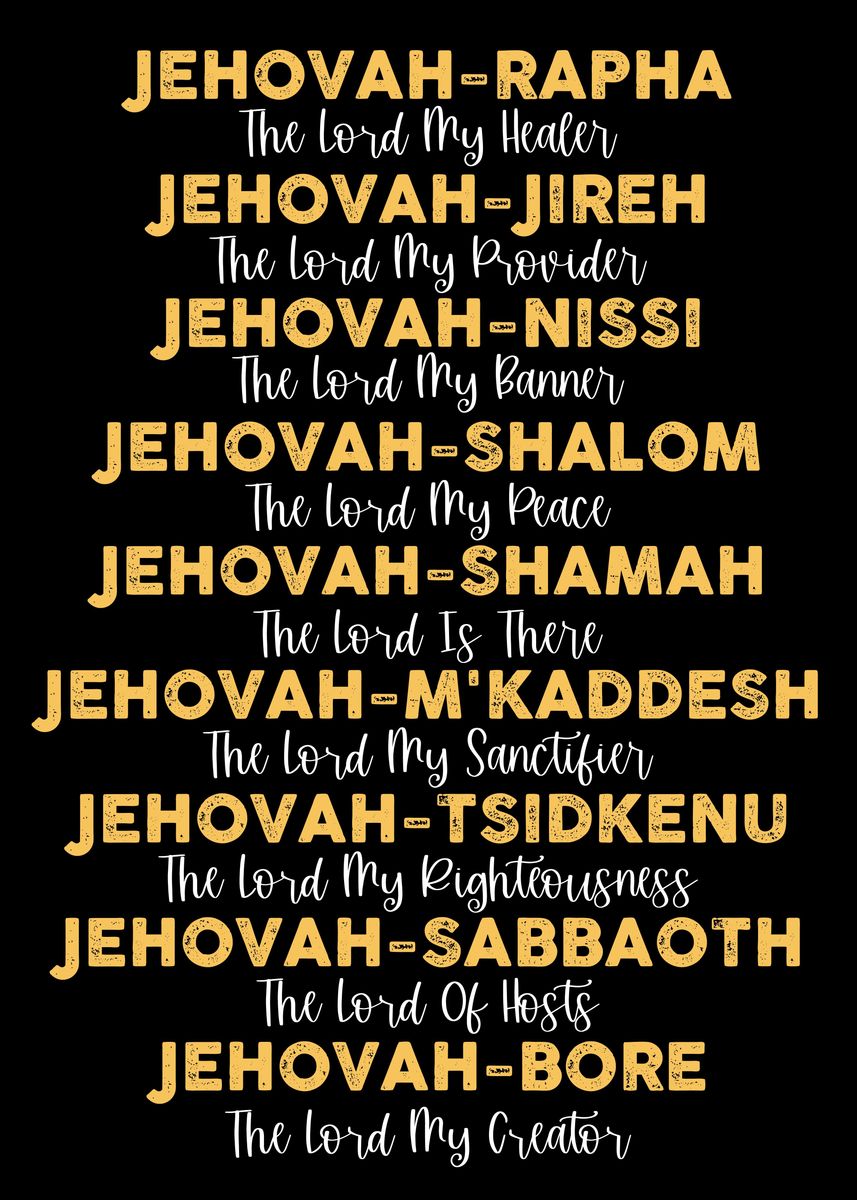 'Jehovah Gods Names Hebrew' Poster, picture, metal print, paint by ...