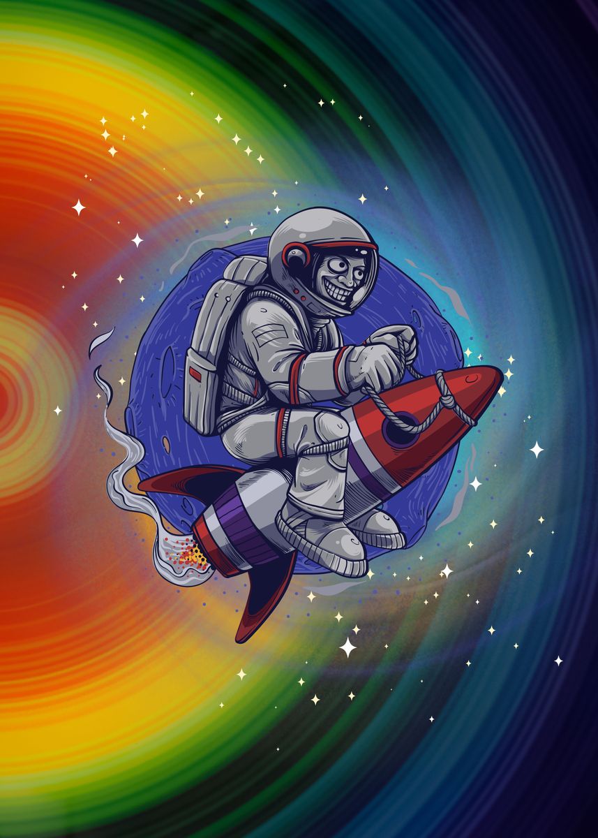 'Funky Astronaut' Poster, picture, metal print, paint by ENZOKEN ART ...