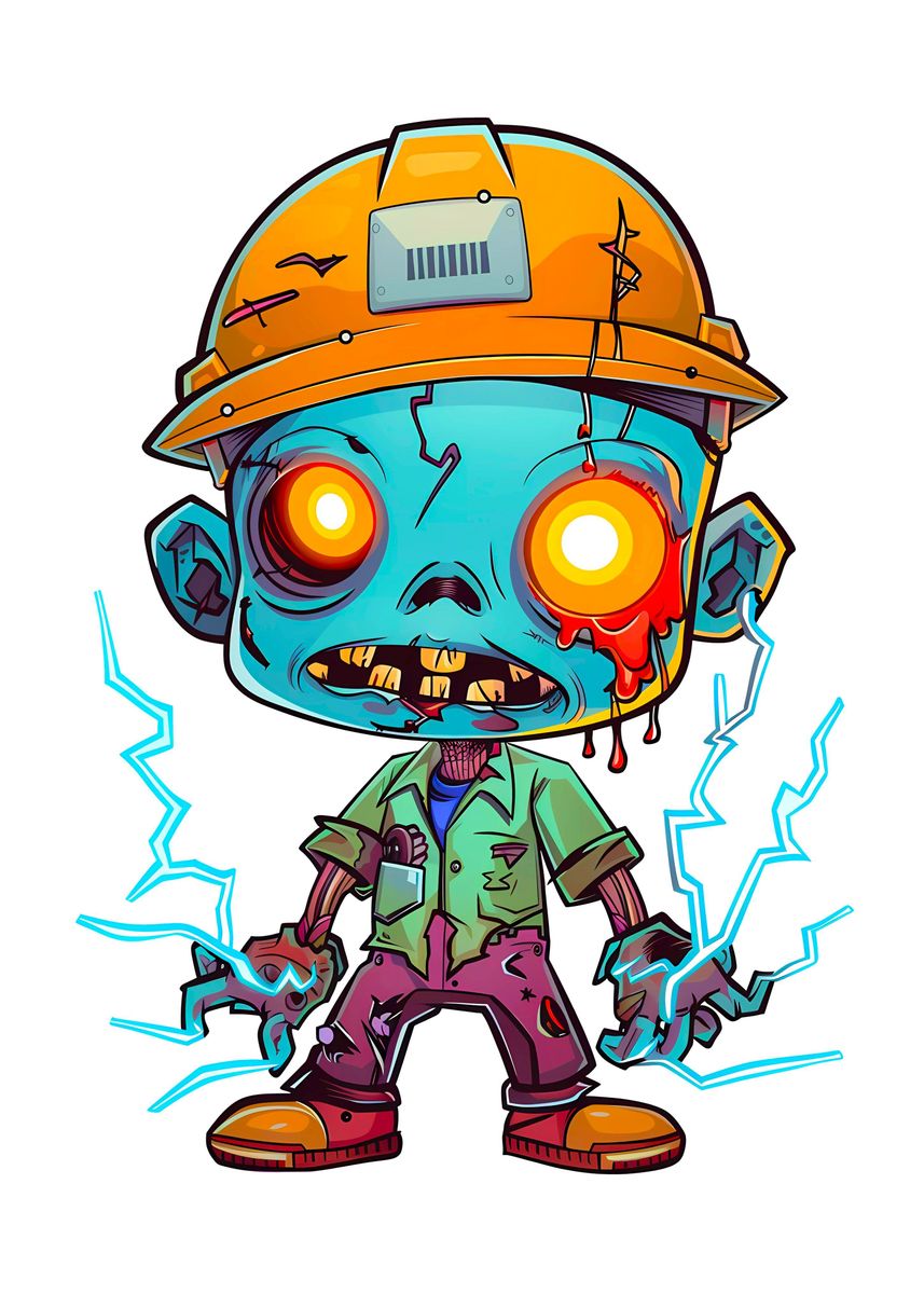 'Electrician Zombie' Poster, picture, metal print, paint by Henning ...