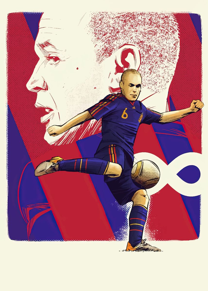 'Iniesta' Poster, picture, metal print, paint by Bernard Duke | Displate