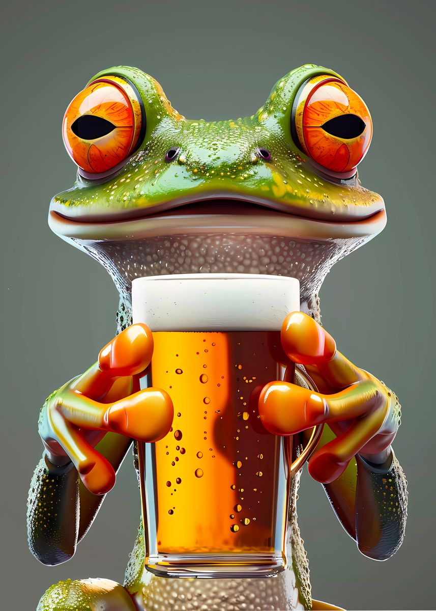 'Frog Beer' Poster, picture, metal print, paint by Henning Seiffert ...