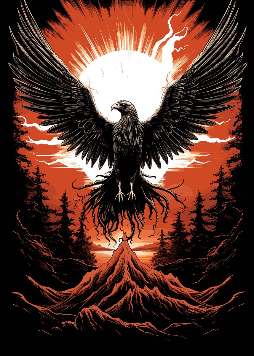 'Majestic Phoenix Rising' Poster, picture, metal print, paint by ...