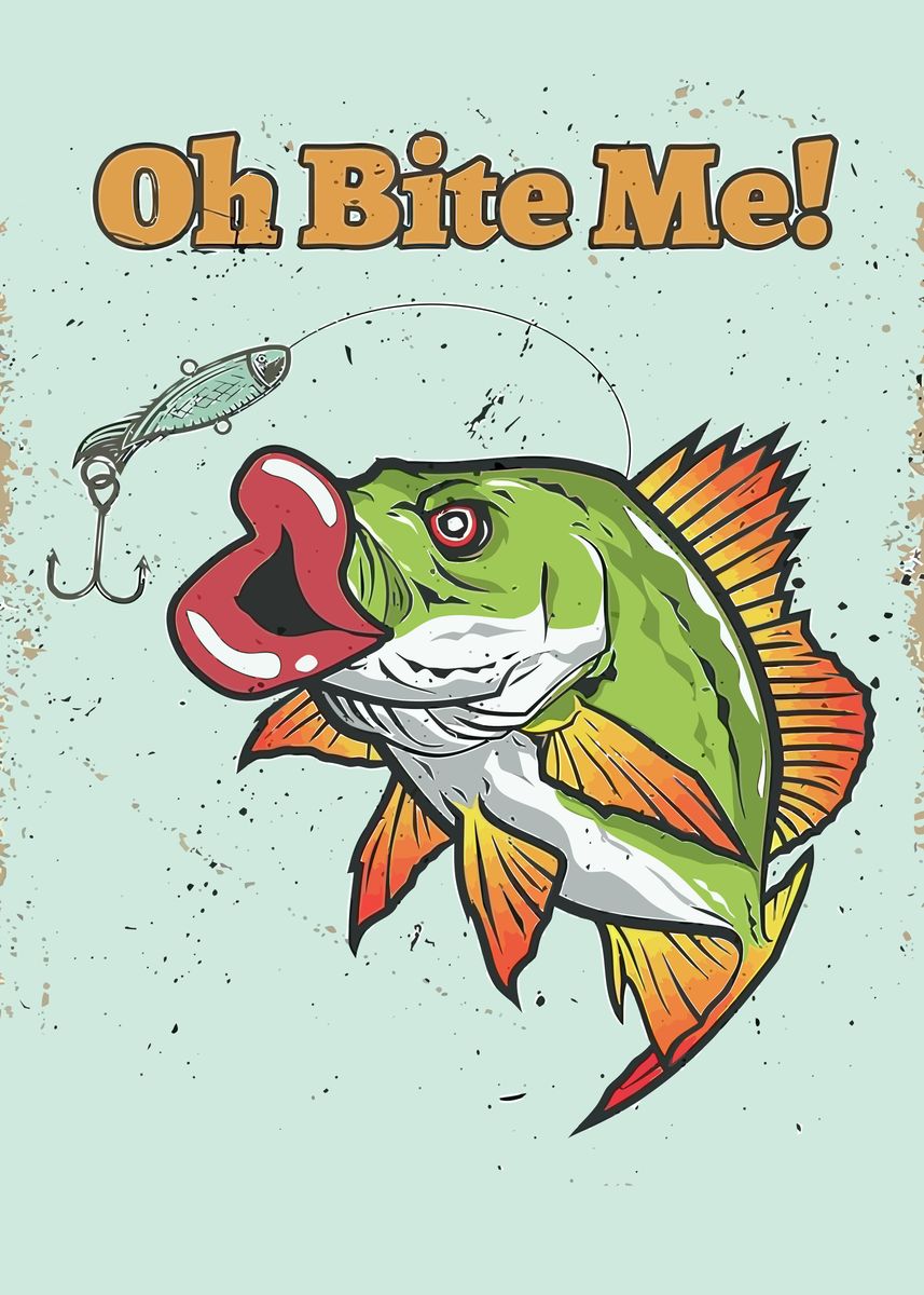 'Oh Bite Me Fish' Poster, picture, metal print, paint by Tiago Lay ...