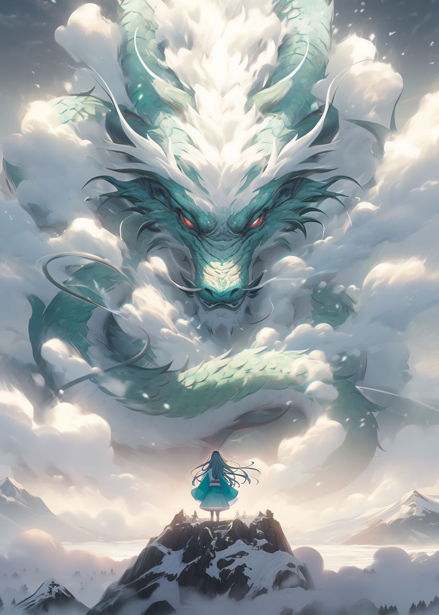 'Anime Dragon and warrior' Poster, picture, metal print, paint by Aryan ...