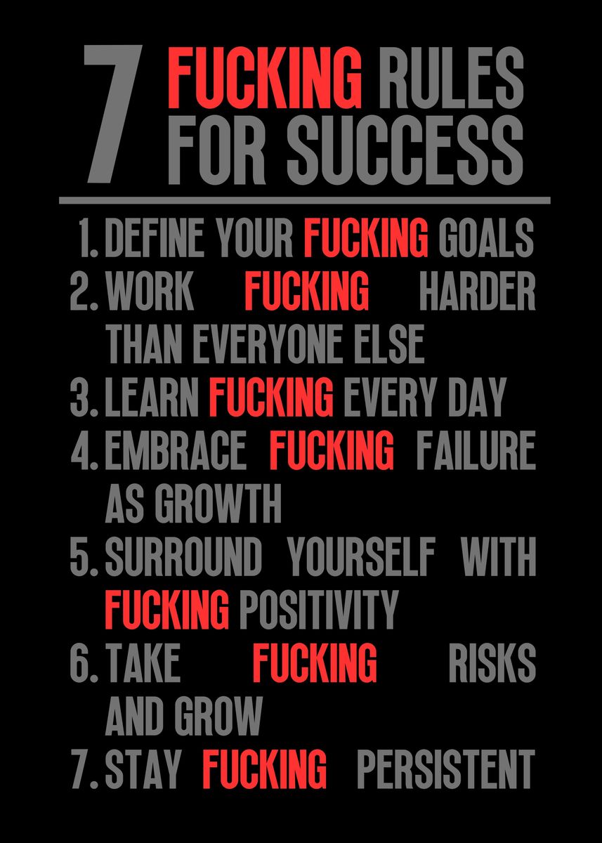 '7 Rules For Success' Poster, picture, metal print, paint by Wezt ...