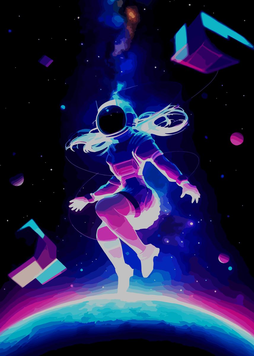 'Dancing in Space' Poster, picture, metal print, paint by 沙发 | Displate