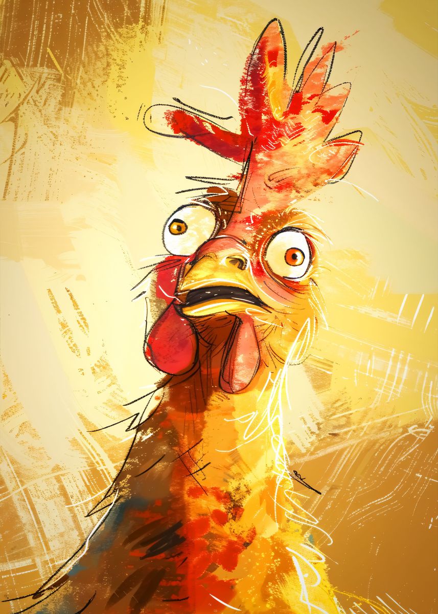 'Crazy Chicken' Poster, picture, metal print, paint by Undermountain ...