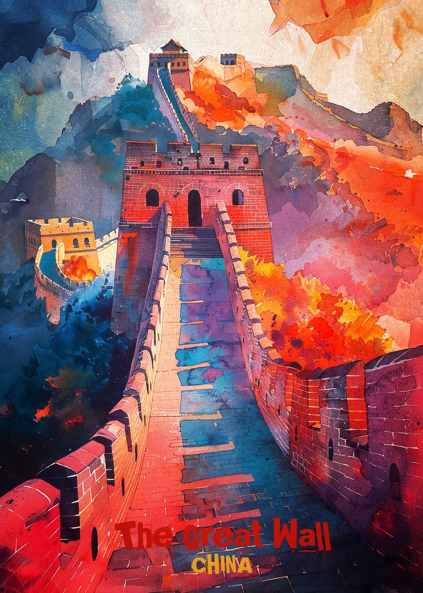 'The Great Wall of China' Poster, picture, metal print, paint by Mehdi ...