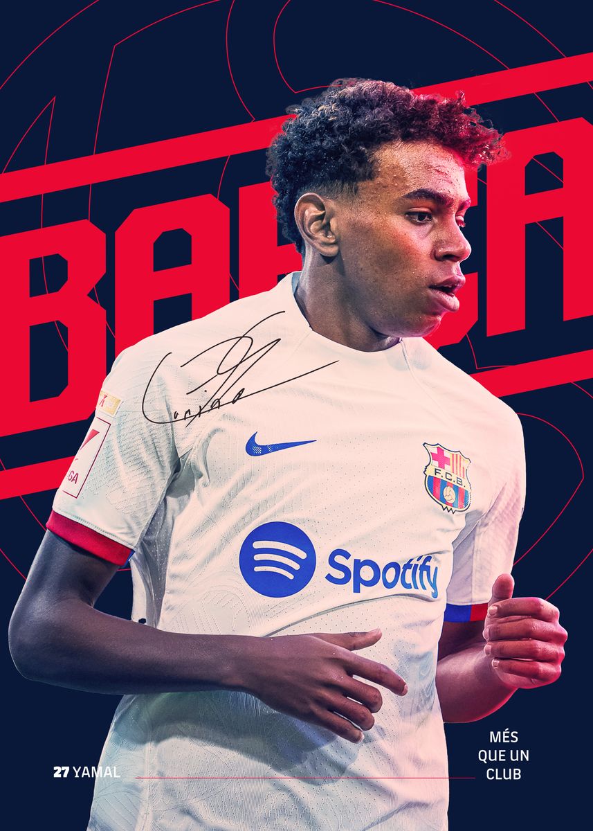 'Yamal Team Away 24' Poster, picture, metal print, paint by Barça ...