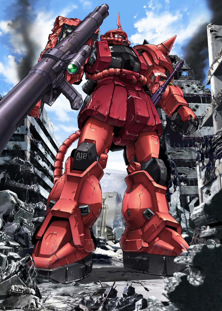 'MS-06F Zaku II Commander' Poster, picture, metal print, paint by ...