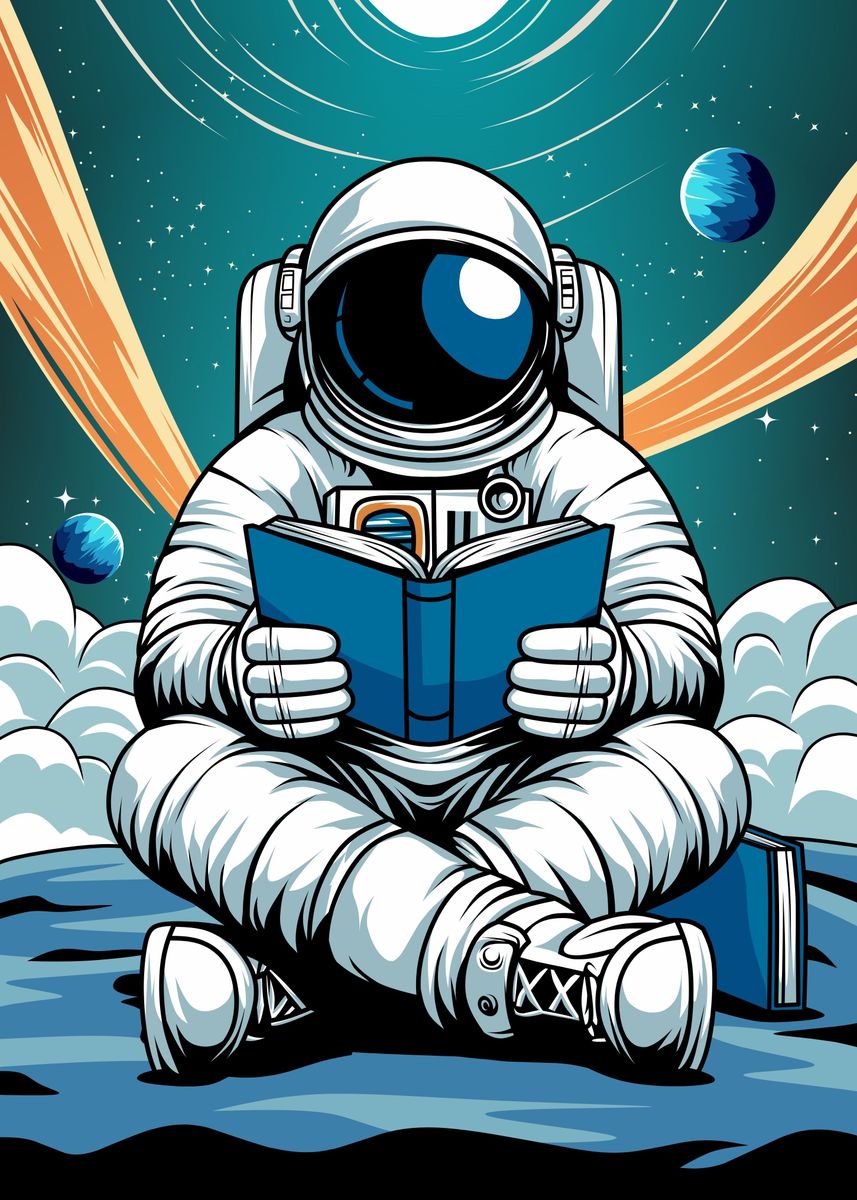'Astro Reading a Book' Poster, picture, metal print, paint by Miracle ...