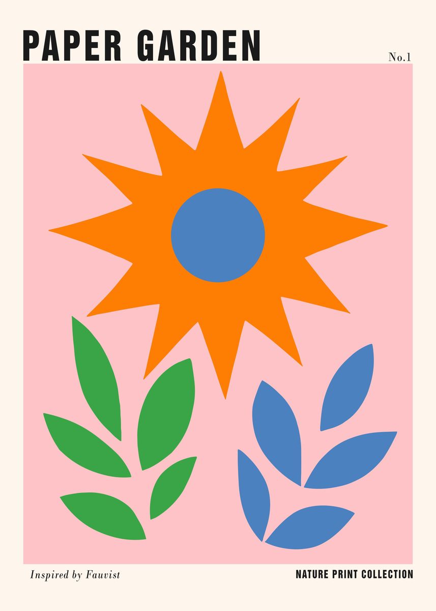 'Paper Garden Retro Poster' Poster, picture, metal print, paint by ...