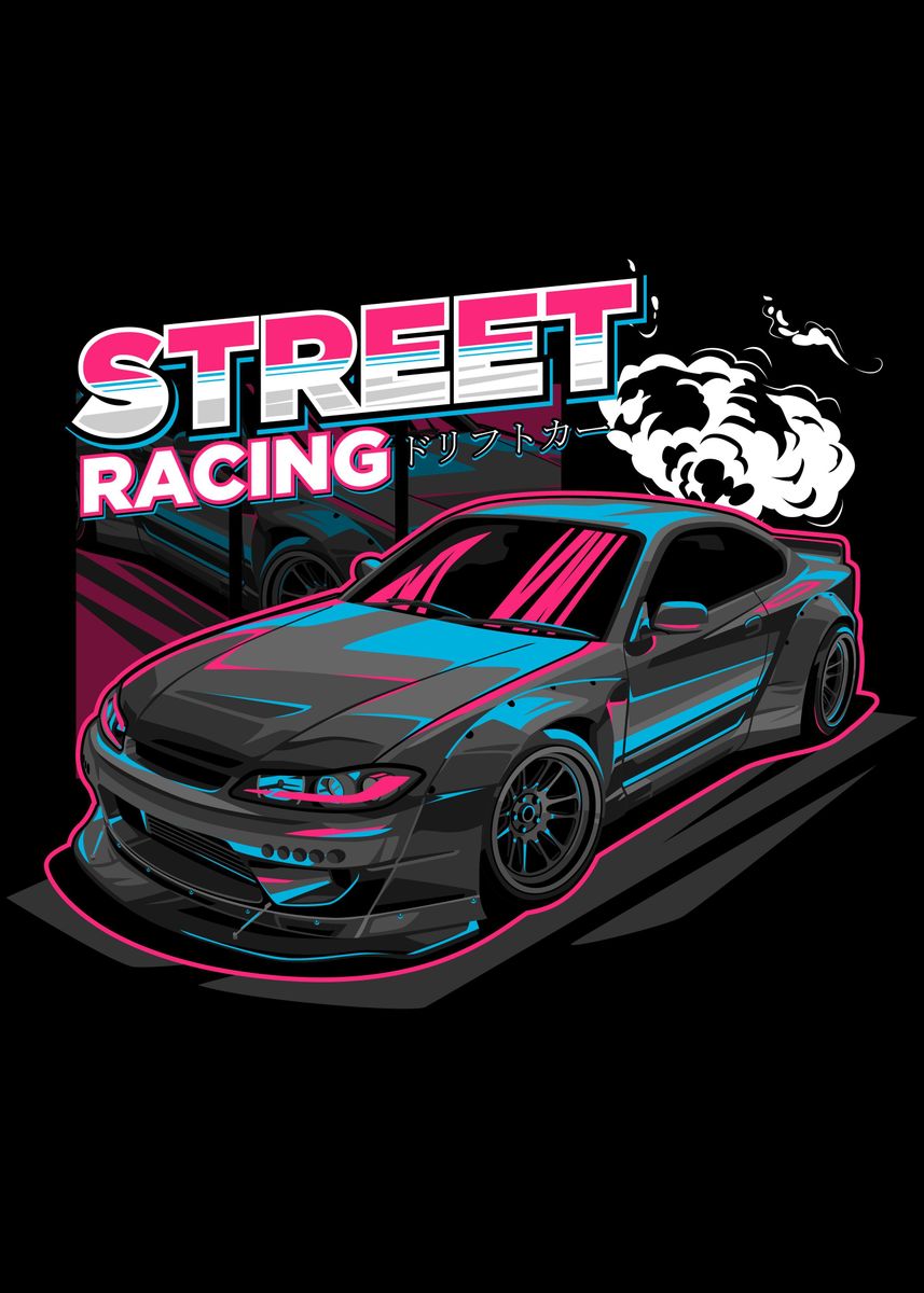 'car street racing' Poster, picture, metal print, paint by Jermaine ...