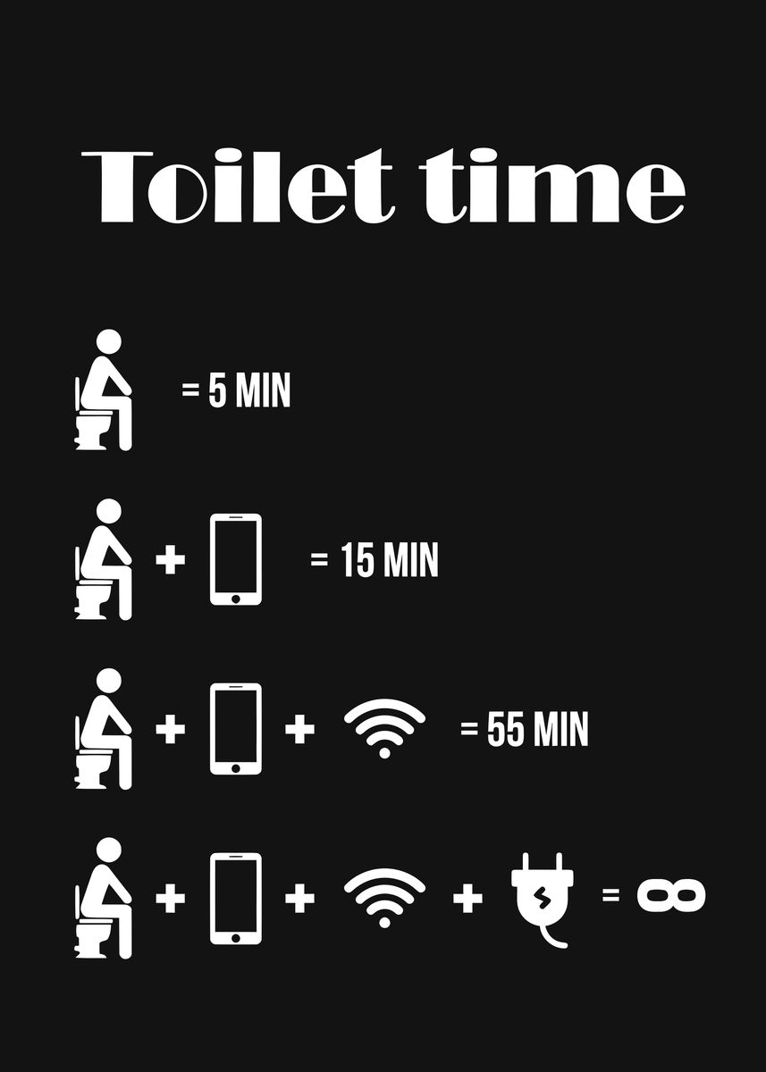 'Toilet Time Funny Bathroom' Poster, picture, metal print, paint by ...