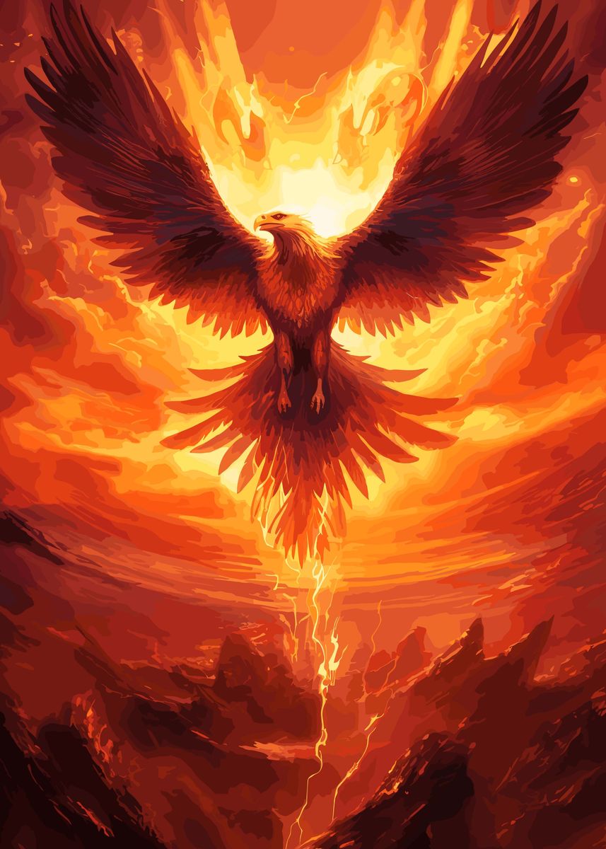 'Majestic Phoenix Rising' Poster, picture, metal print, paint by ...