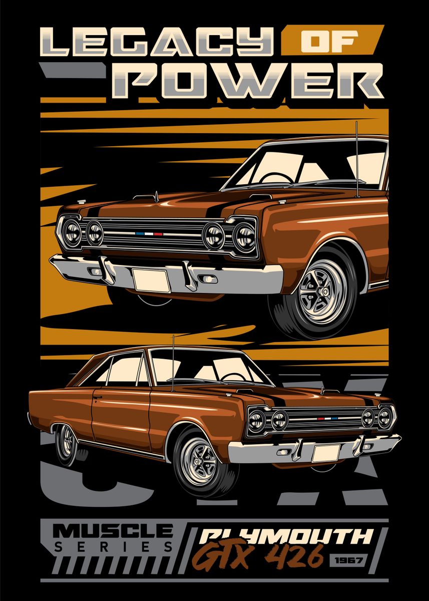'Retro 426 GTX Hemi Car' Poster, picture, metal print, paint by Berkah ...