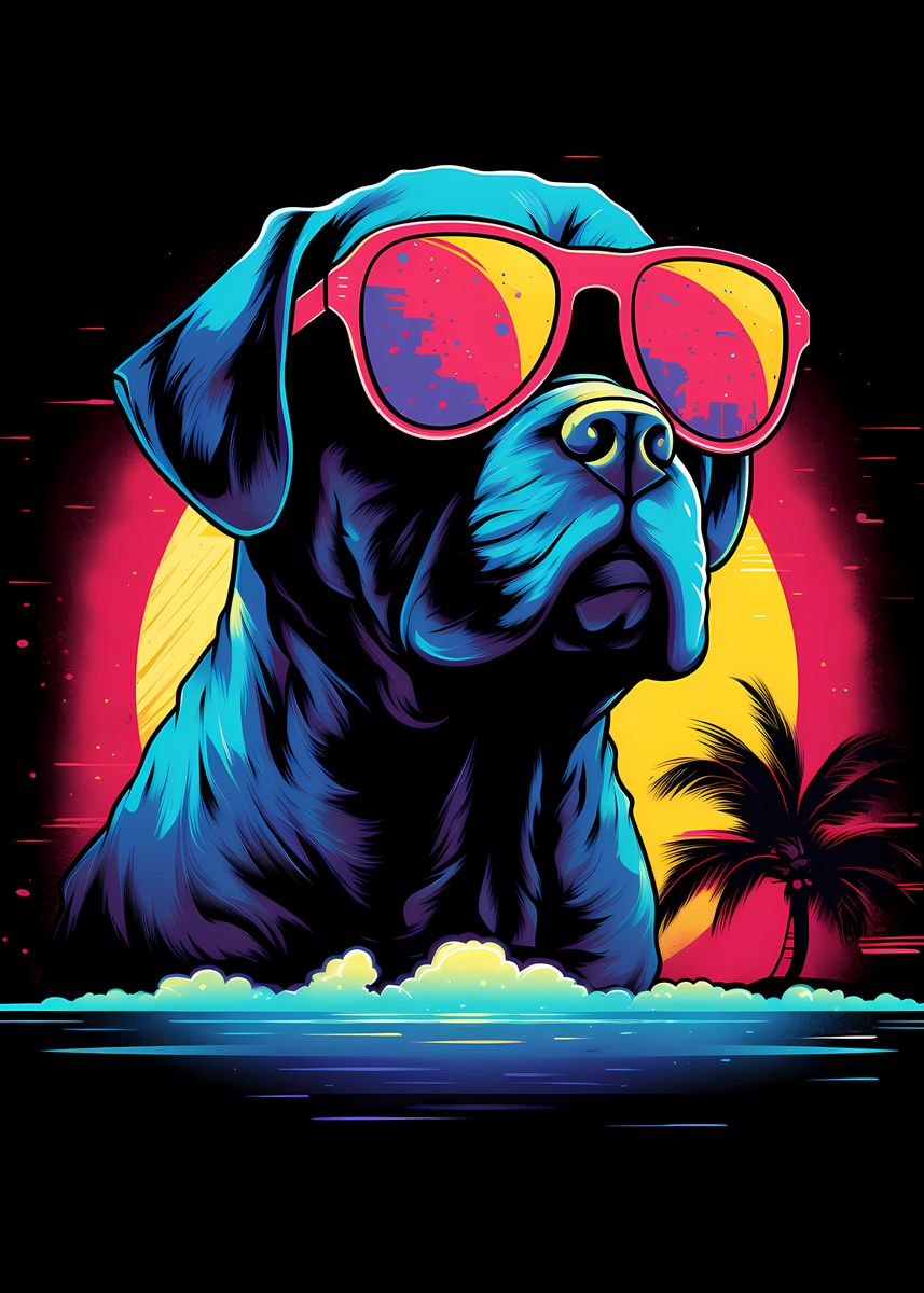 'Retro Miami Vice Dog' Poster, picture, metal print, paint by Autophil ...