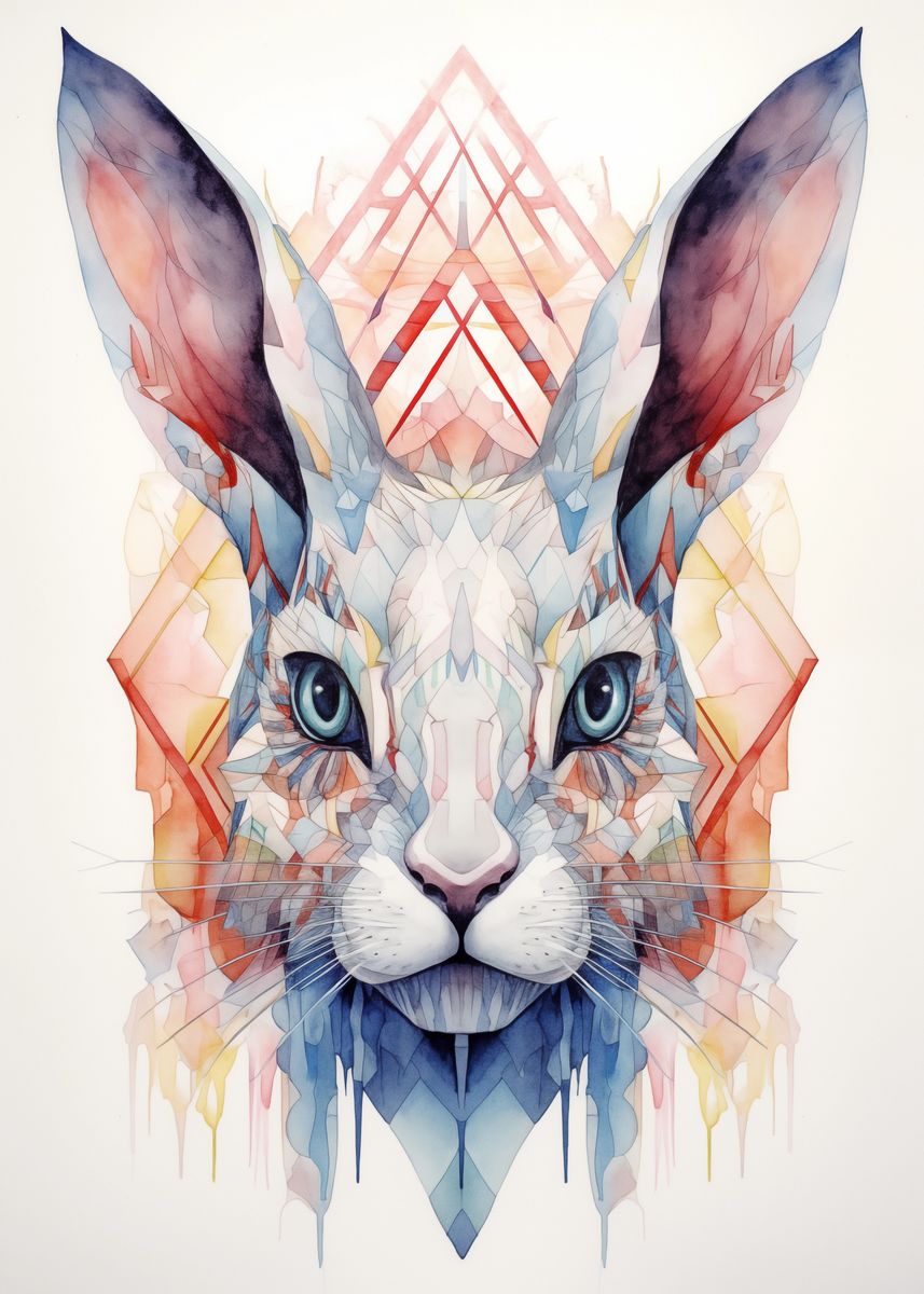 'White Rabbit Geometry' Poster, picture, metal print, paint by Boot ...