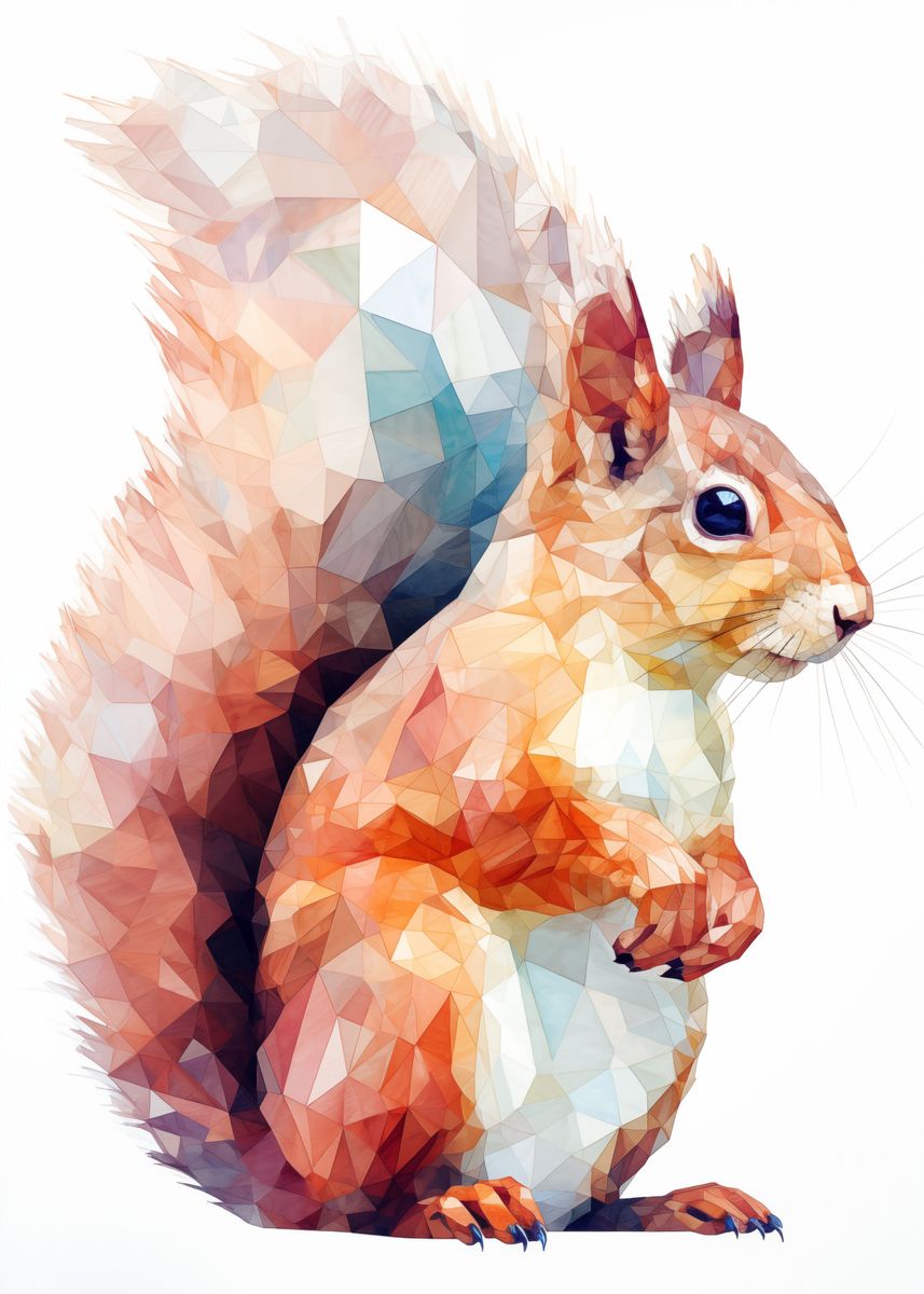 'Squirrel Geometry' Poster, picture, metal print, paint by Boot Hill ...