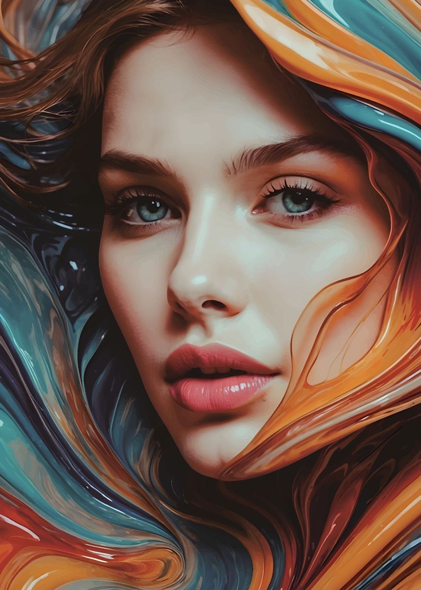 'Woman Beauty' Poster, picture, metal print, paint by Dream Land | Displate