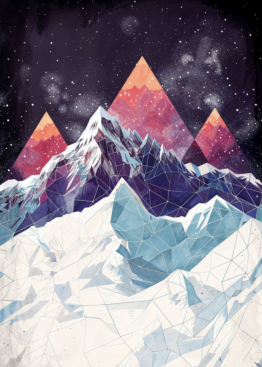 'Chill Peaks' Poster, picture, metal print, paint by Katsu | Displate