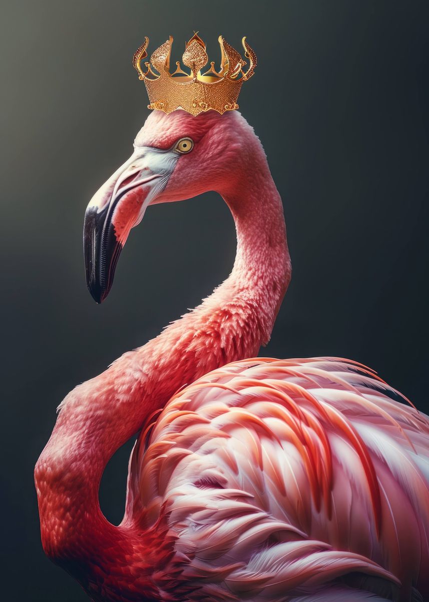 'Flamingo King' Poster, picture, metal print, paint by Morgan Yon ...
