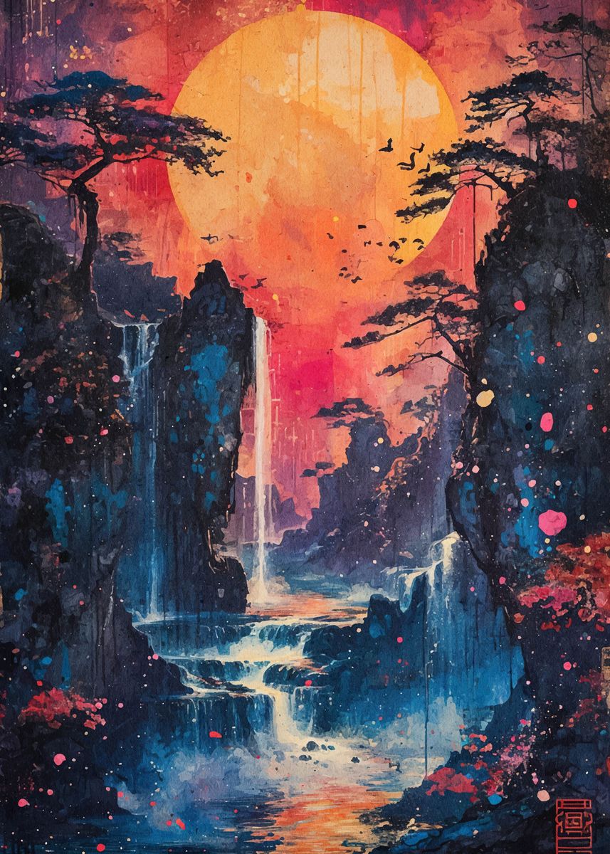'Landscape Nature Sunset' Poster, picture, metal print, paint by Sohail ...