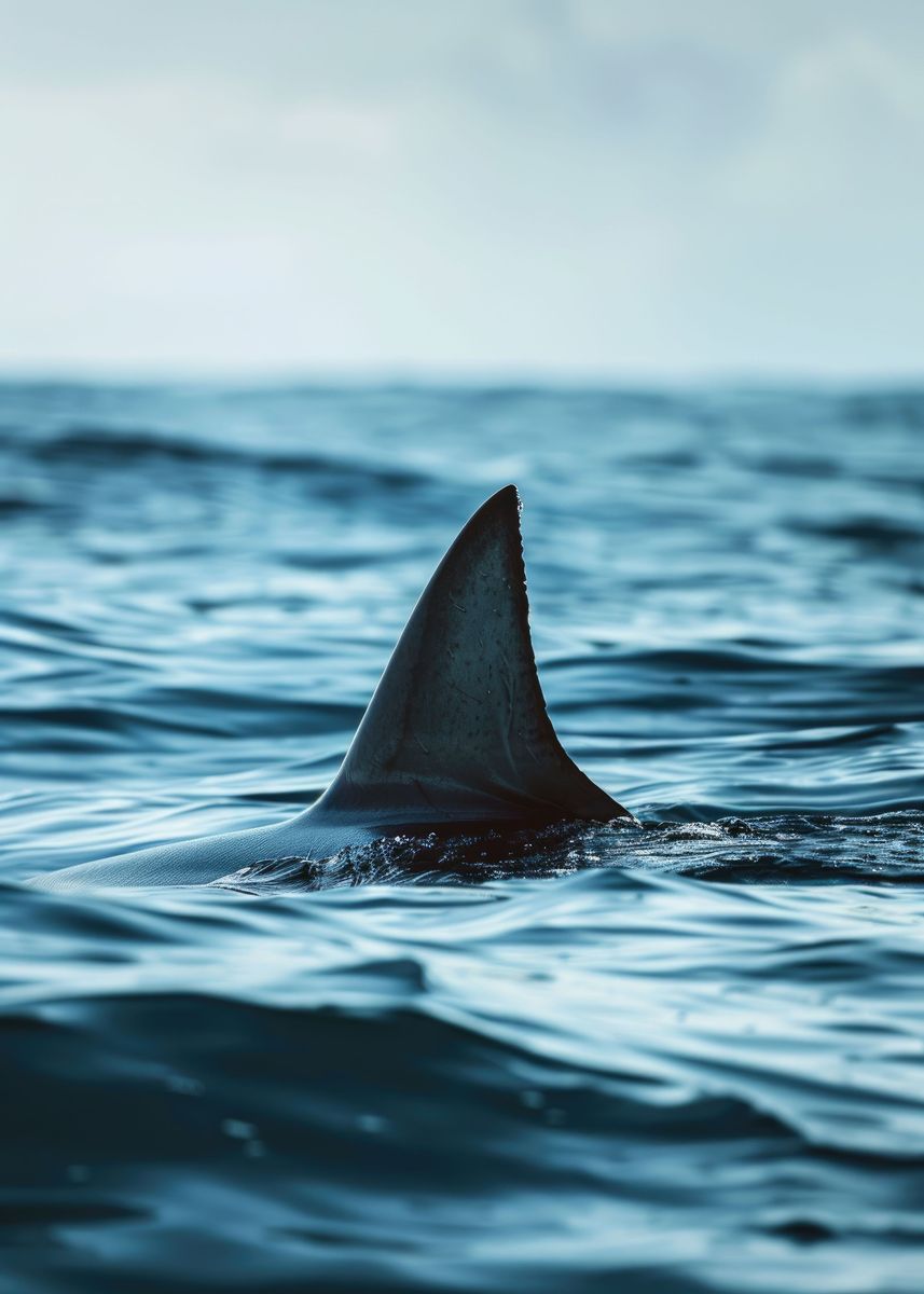 'Shark Fin' Poster, picture, metal print, paint by Jan | Displate